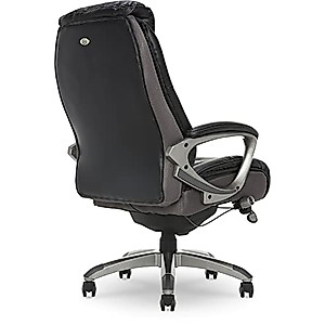 Serta Executive Office Smart Layers Technology, Leather and Mesh Ergonomic Computer Chair with Contoured Lumbar and ComfortCoils, Opportunity Gray