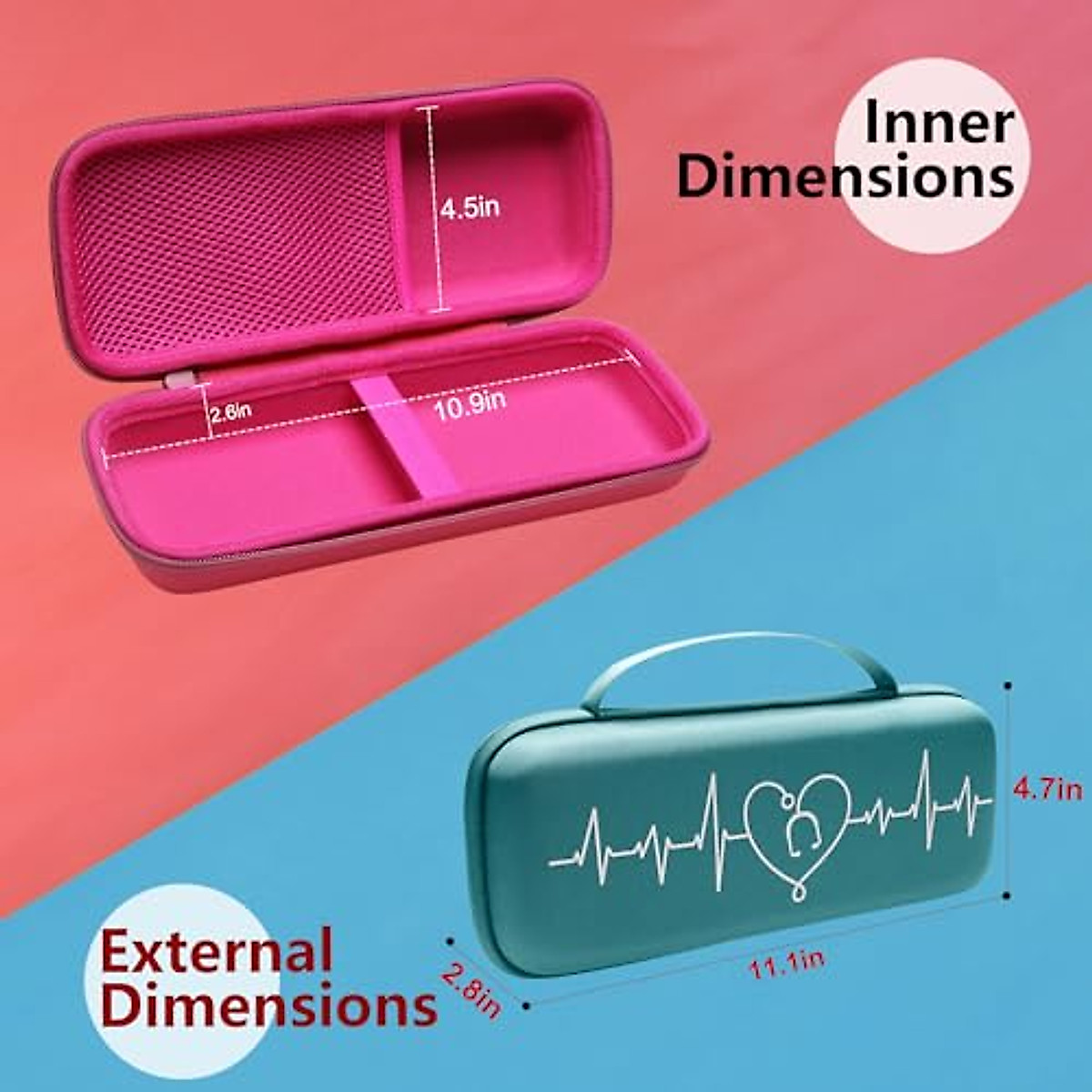 Stethoscope Case - LTGEM Hard Case for 3M Littmann Classic III Monitoring, MDF Acoustica Deluxe Lightweight Dual Head Stethoscope. Mesh Pocket for Accessories