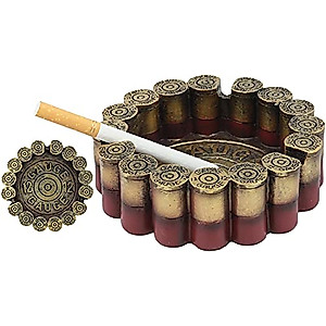 Ebros Rustic Western 12 Gauge Shotgun Shells Round Cigarette Ashtray Figurine 4.5"Diameter for Marksmen Hunting Country Old World Outdoor Lovers and Fans Decorative Ashtrays