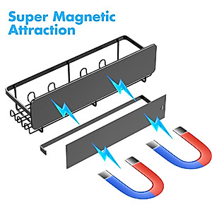 Magnetic Spice Rack for Refrigerator, Magnetic Shelf with Paper Towel Holder, Moveable Kitchen Refrigerator Seasoning Storage Rack Fridge Magnet Organizer, Kitchen Gadgets for Refrigerator, Microwave