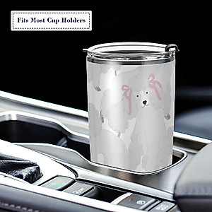 Yasala Tumbler Grey Cute Poodles Insulated Coffee Cup Beverage Container Office Travel Mug with Straw and Lid 20oz Back to School Gift