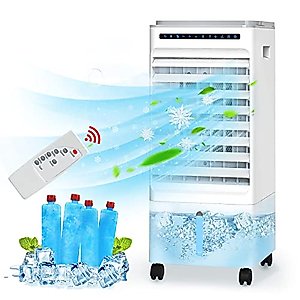 Evaporative Air Cooler,4-In-1 Portable Air Conditioners with 4 Modes 3 Speeds,5L Portable Air Conditioner with 7H Timer,Remote Control Quiet Swamp Cooler Air Conditioner Portable for Room,Home,Office
