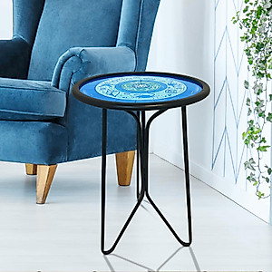 LIFFY Outdoor Side Tables, 12" Weather Resistant Small Balcony Table Patio Side Table, Indoor Small Round Home Decorative End Table, Plant Stands Table Outside, for Pool Beach Yard Balcony Garden