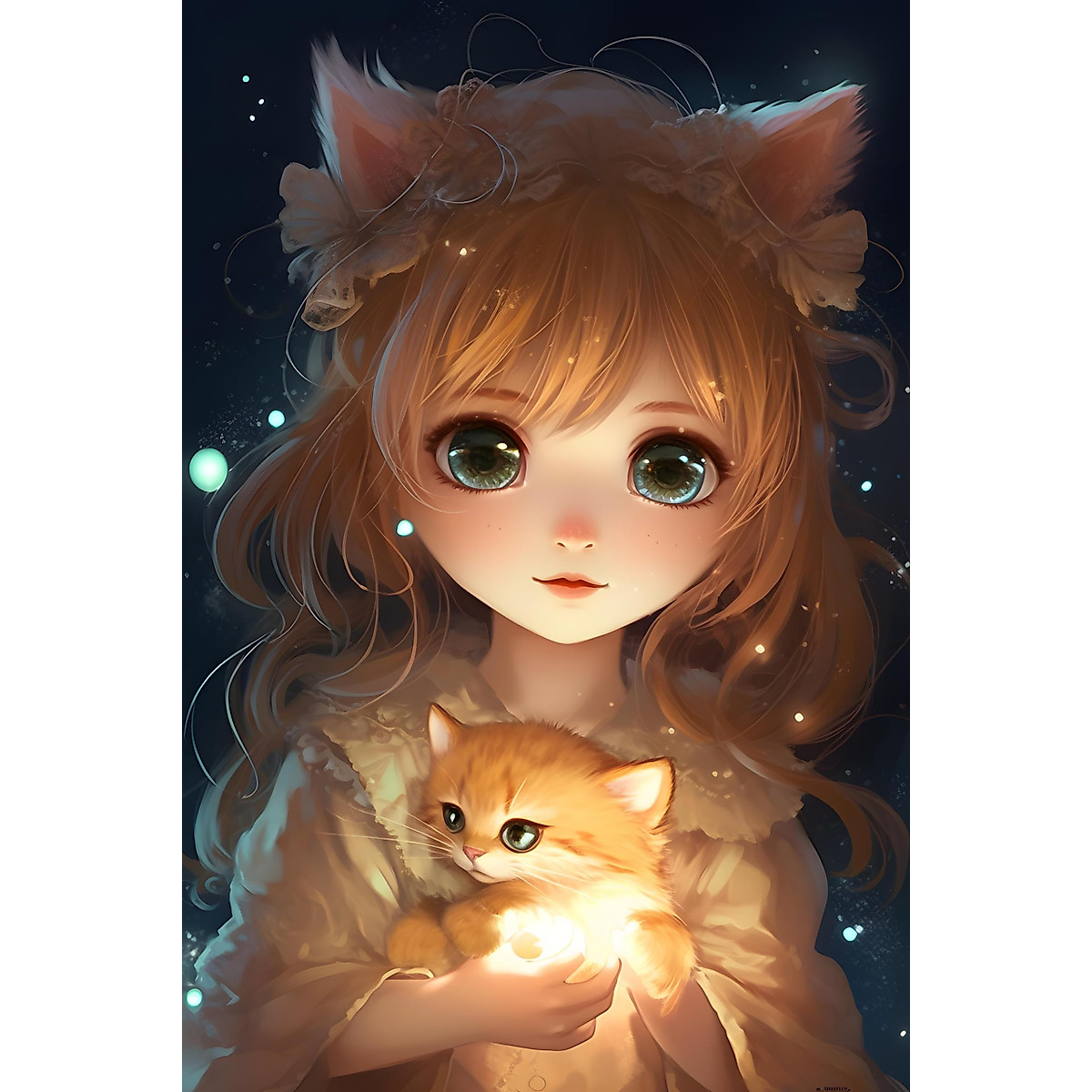 Cat Diamond Painting Kit - Diamond Art for Adults Beginners A Big Eyed Furry Kitten - 5D Diamond Painting Kit for Adults Home Wall Decor and Gifts (8x12inch)