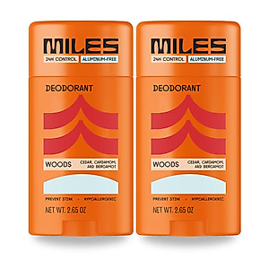 Miles - Deodorant for Teens, Tweens, & Kids - No Aluminum, Odor-Neutralizing Technology, Kid Friendly - Rugged Scent - 2-Pack