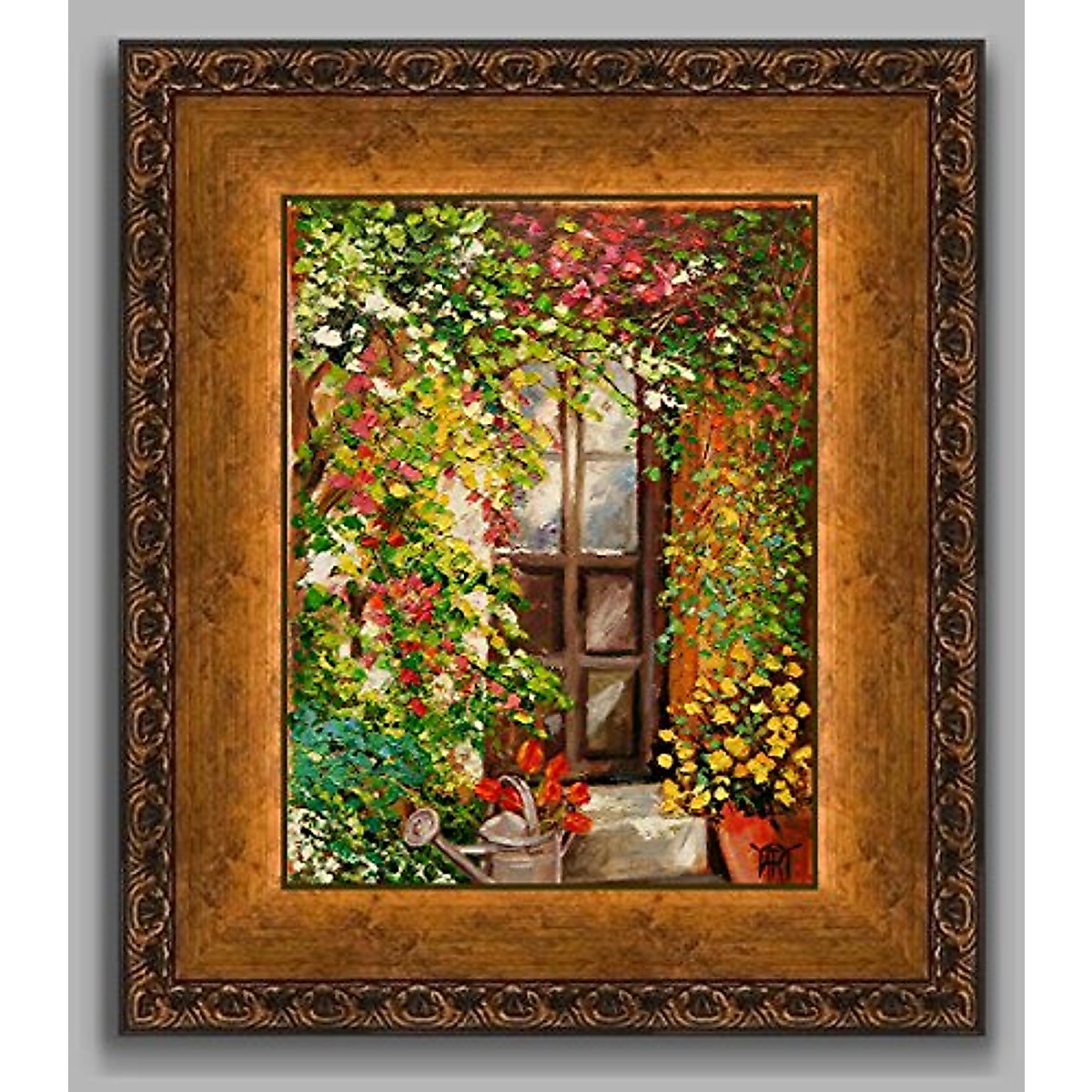 (SOLD) Red Tulips - old garden by internationally renown painter Yary Dluhos.