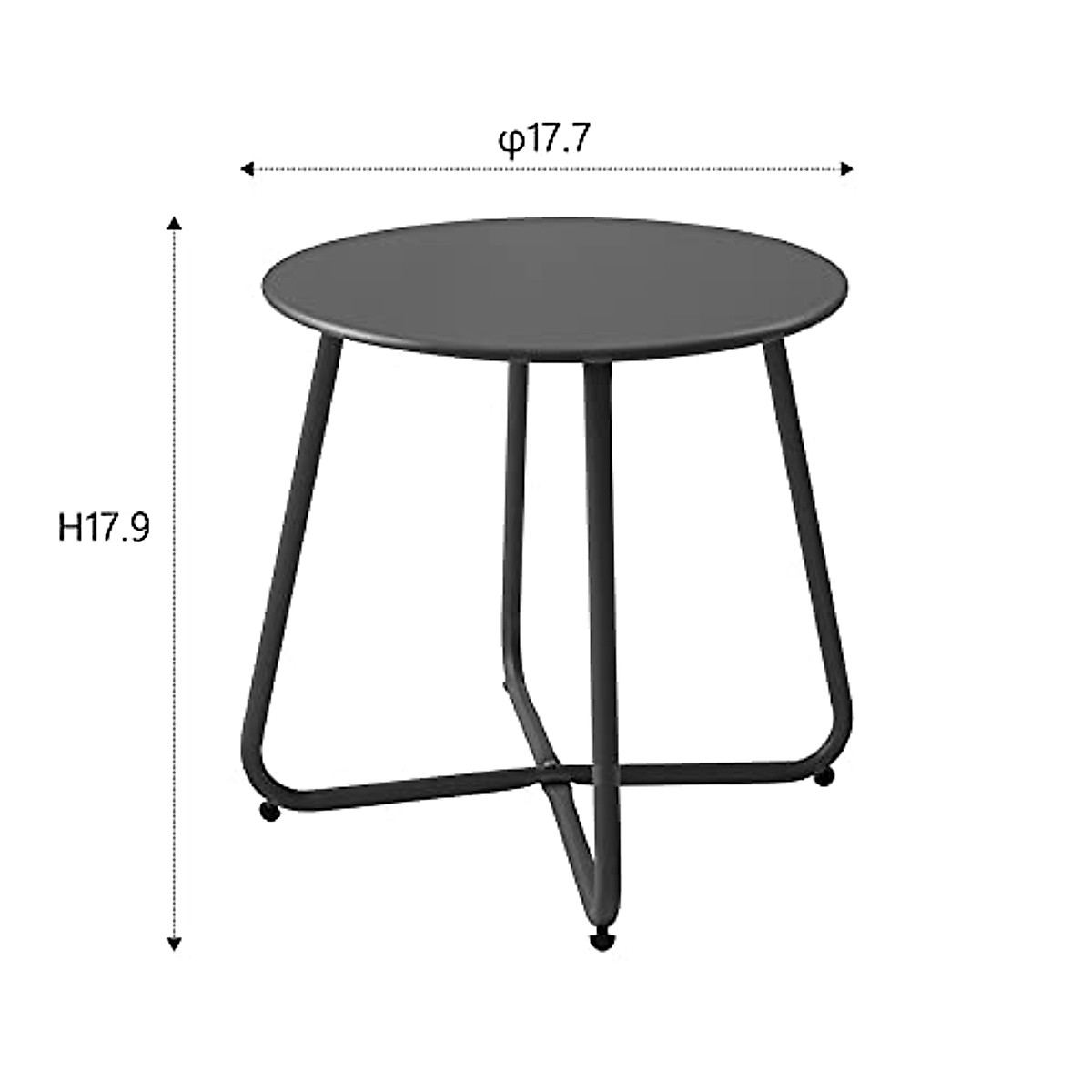 Meluvici Patio Small Side Table Waterproof Round Metal Steel Side Table Weather Resistant Portable Outdoor and Indoor End Table for Garden Balcony Yard, Black