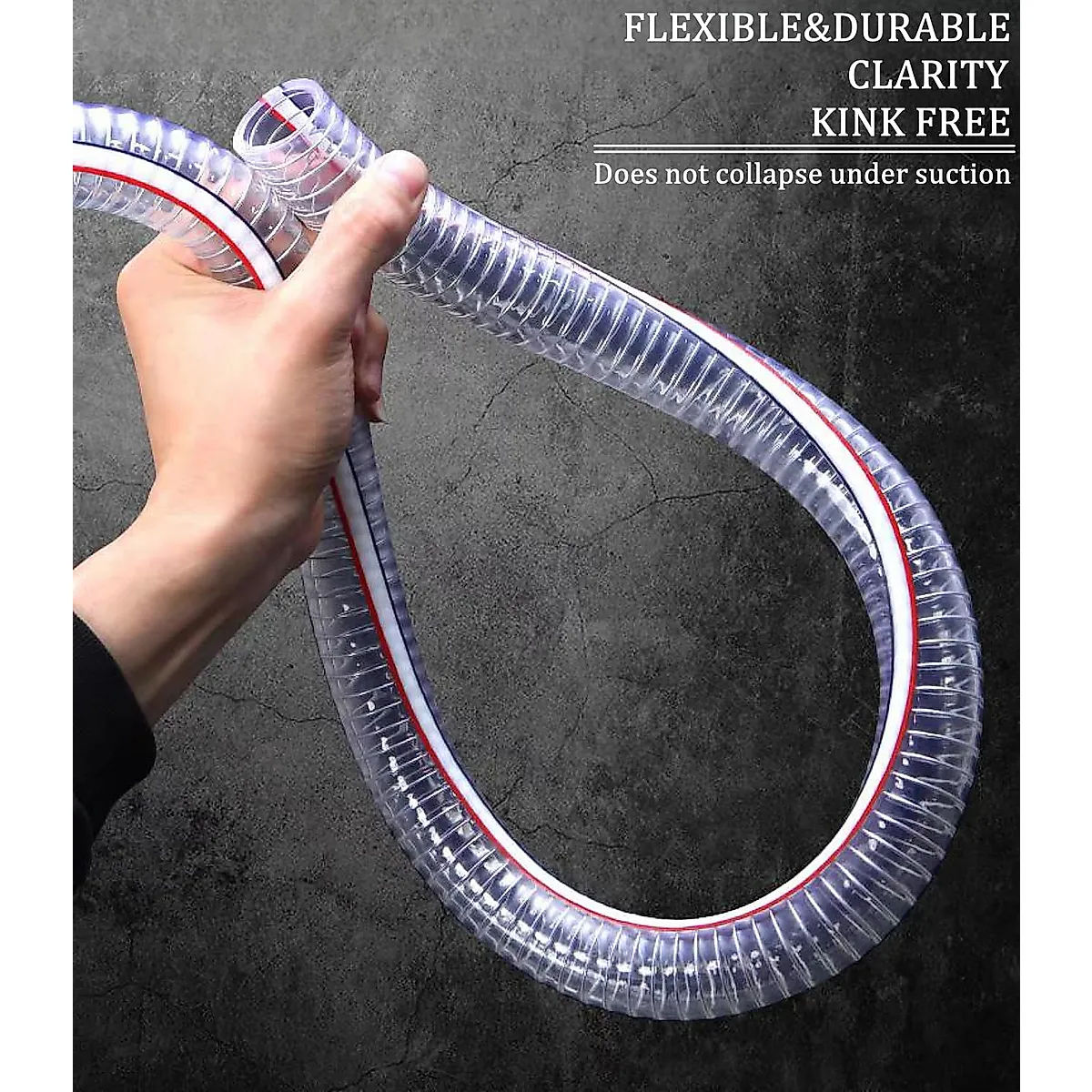 PEISONGFEI 1 1/2 inch ID x 1 3/4 inch OD Heavy-Duty Steel Wire Vacuum Suction Hose, PVC High Pressure UV Chemical Resistant Thick Flexible Vinyl Tubing, Bilge Pump Hose,10FT