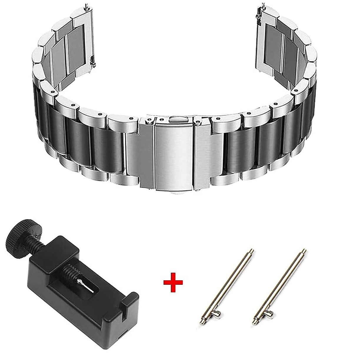 Lamshaw Bands Compatible with Fossil Gen 6 Smartwatch Band Solid Stainless Steel Metal Band for Fossil Gen 6 42mm / 44mm Smartwatch (Silver-Black, MEN-44MM)