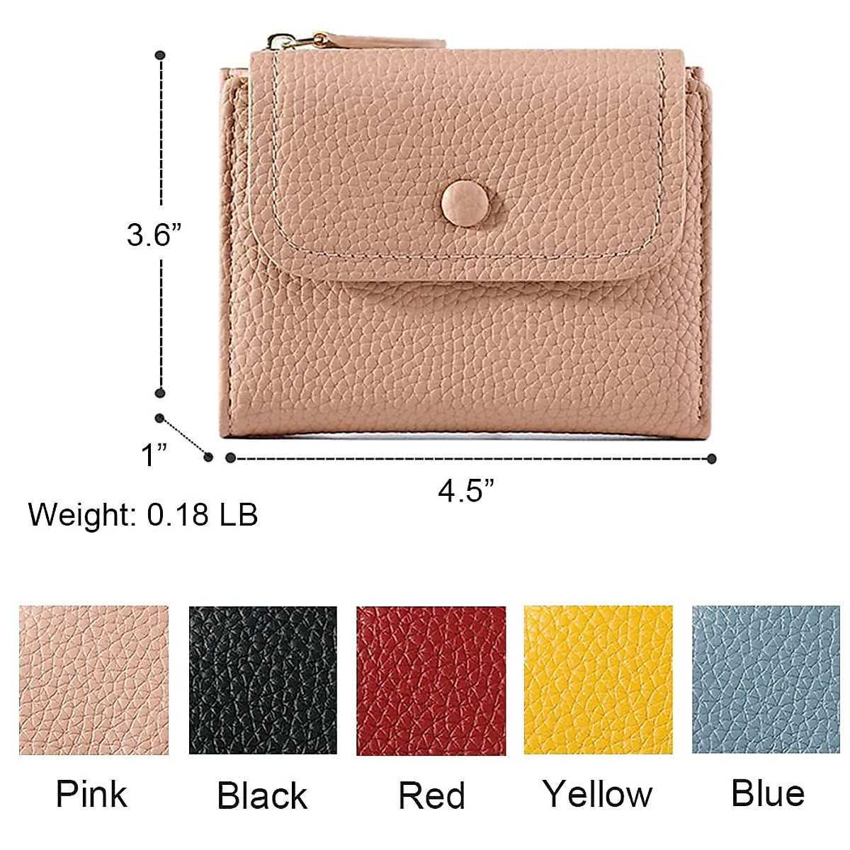 Sunwel Fashion Women's Small Zipper Bifold Wallet Card Holder ID Window Purse Zip Coin Pouch for Ladies