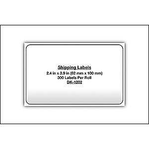 Brother Dk1202 Die-Cut Shipping Labels, 2-2/5-Inch X 3-9/10-Inch, White, 300/Roll