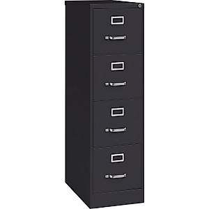 Lorell 4-Drawer Vertical File with Lock, 15 by 25 by 52-Inch, Black