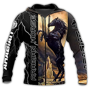 Horse Arabian Horse Black 3D Print Hoodies Unisex Pullover Hoodie Gift For Men, Women, Birthday, Christmas Full Size S-5XL HAQHD59510