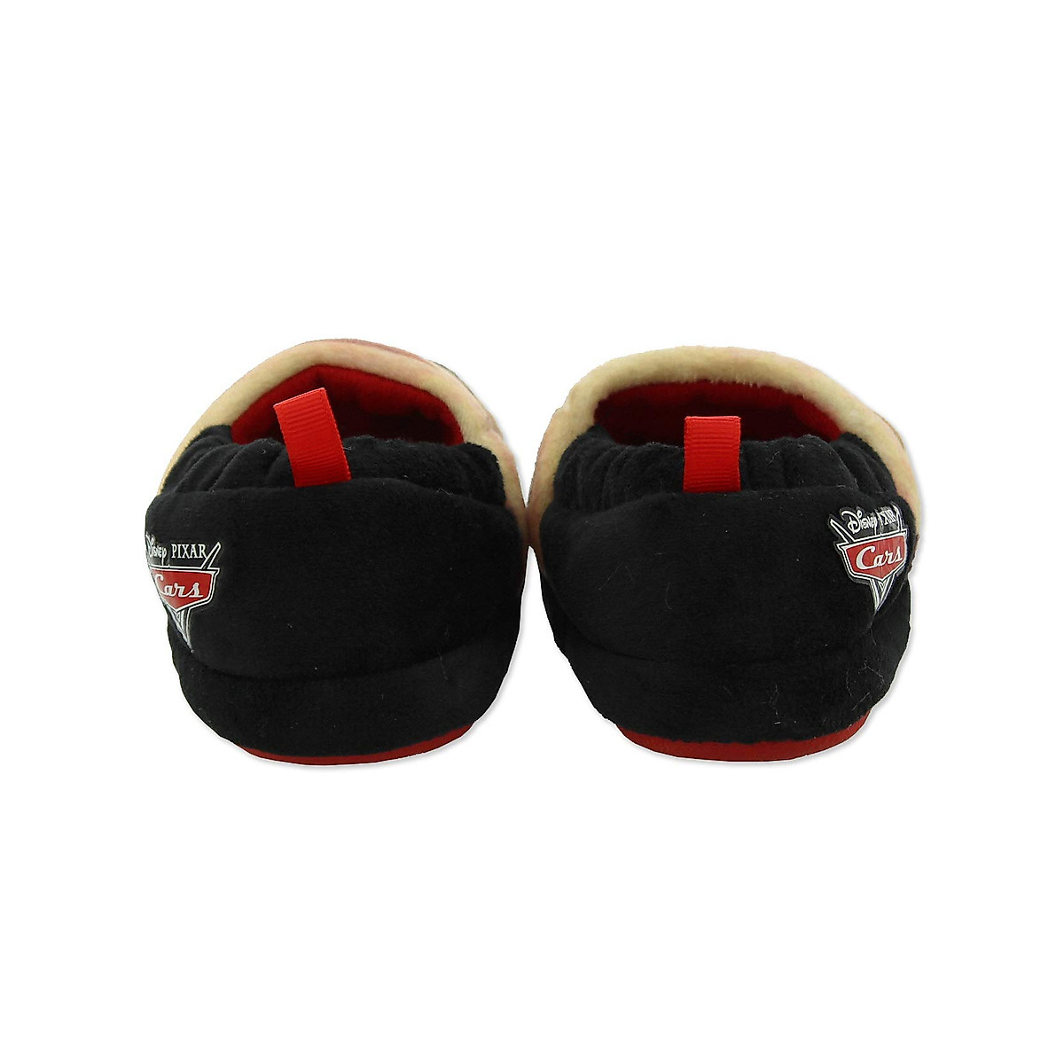Disney Cars Lightning McQueen Tow Mater Toddler Boys Plush Aline Slippers (9-10 M US Toddler, Black/Red)