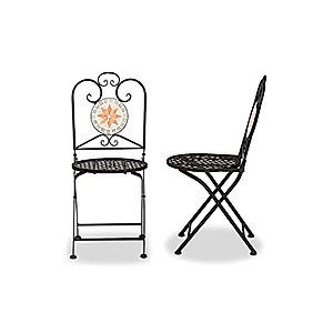 Baxton Studio Santina Black Metal Outdoor Dining Chair (Set of 2)