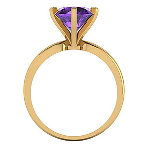 Clara Pucci 2.50ct Round Cut Solitaire Natural Amethyst gemstone Bridal Designer Anniversary Engagement Ring in Real 14k Yellow Gold