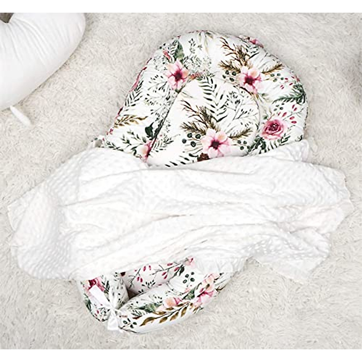 Baby Lounger Cover, Newborn Lounger Cover for Boys Girls, 100% Cotton Breathable Sleeping Bed Cover for Newborn (Flower)