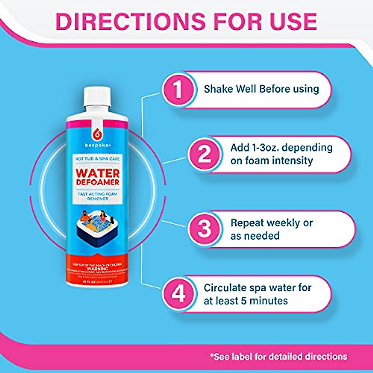 Spa Defoamer for Hot Tub & Hot Tub Foam Eliminator, Spa Anti Foam for Hot Tub Owners to Keep Spa Foam Down & get Foam Out, HotTub Foam Reducer & Spa Bubble Remover (1- Quart)