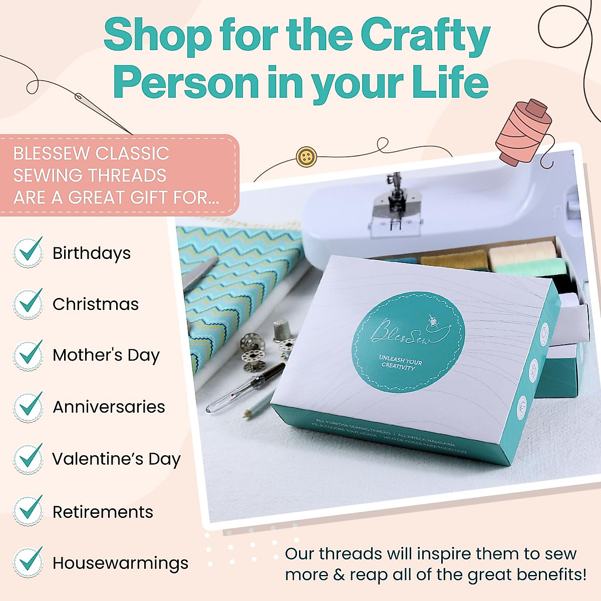 Sewing Thread - 24 Polyester Threads for Hand Stitching, Quilting & Sewing Machine - Set of 1000 yds Per Spool - 20 Colors Plus 2 x White & 2 x Black