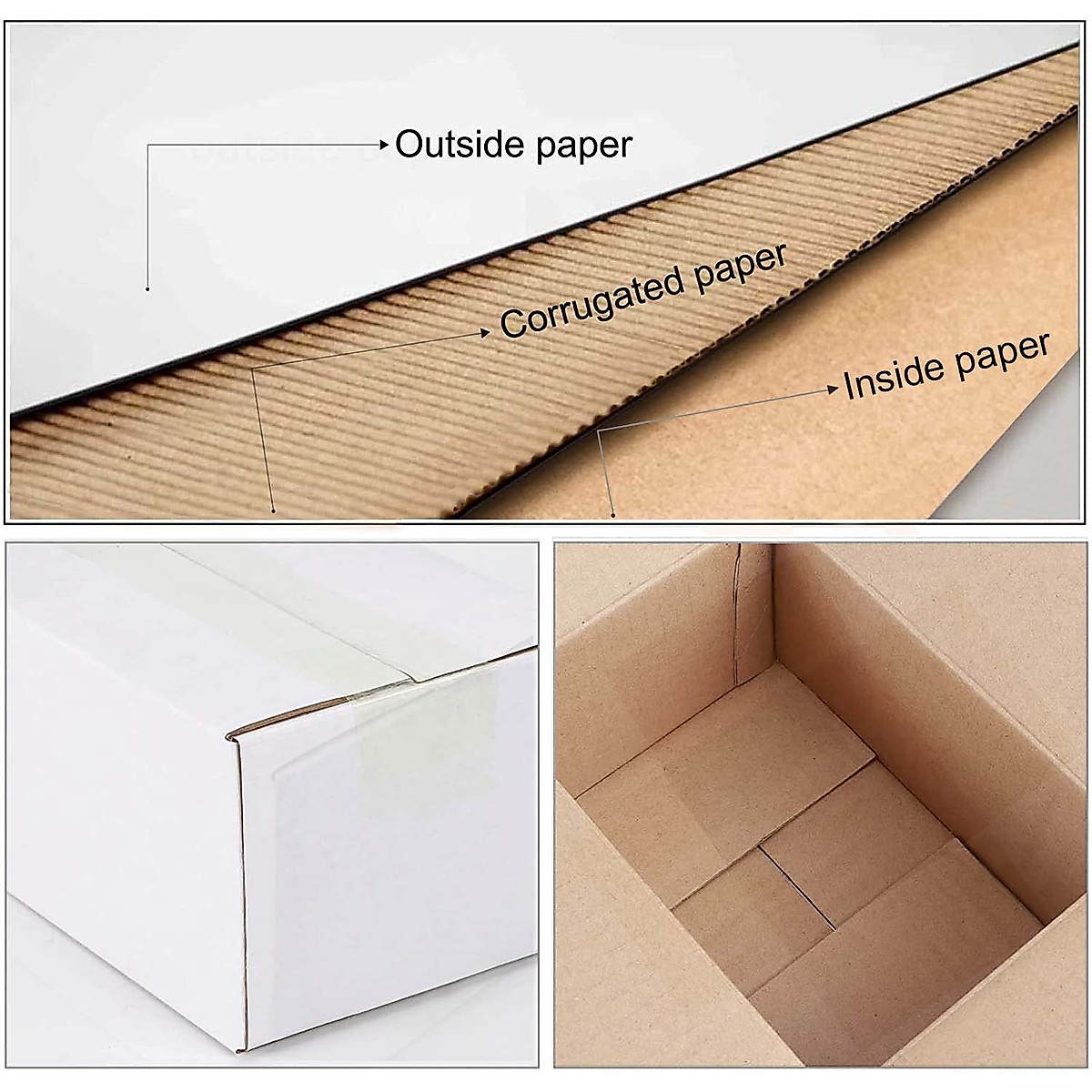 Calenzana 7x5x4 Inches Shipping Boxes Pack of 25, White Cardboard Corrugated Box for Mailing Packing and Storage