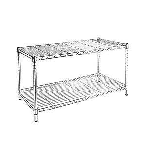 Apollo Hardware Chrome 2-Shelf Wire Shelving, Metal Wire Media Cart 18"x36"x22" (Chrome)