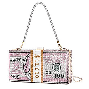 Covelin Dollar Clutch Purse for Women from, Rhinestone Evening Handbag Money Bag Pink