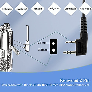 Retevis Hands Free Two Way Radio Headset, Walkie Talkie Earphones, VOX, Coil Tube, 2 Pin, for RT22 RT21 H-777 RB26, Compatible with Baofeng UV-5R BF-888S Walkie Talkie, Walkie Talkie Earpiece(10 Pack)