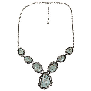 Elosee Turquoise Stone Western Style Bib Statement Pendant Long Necklace 27 Inch (Turquoise)