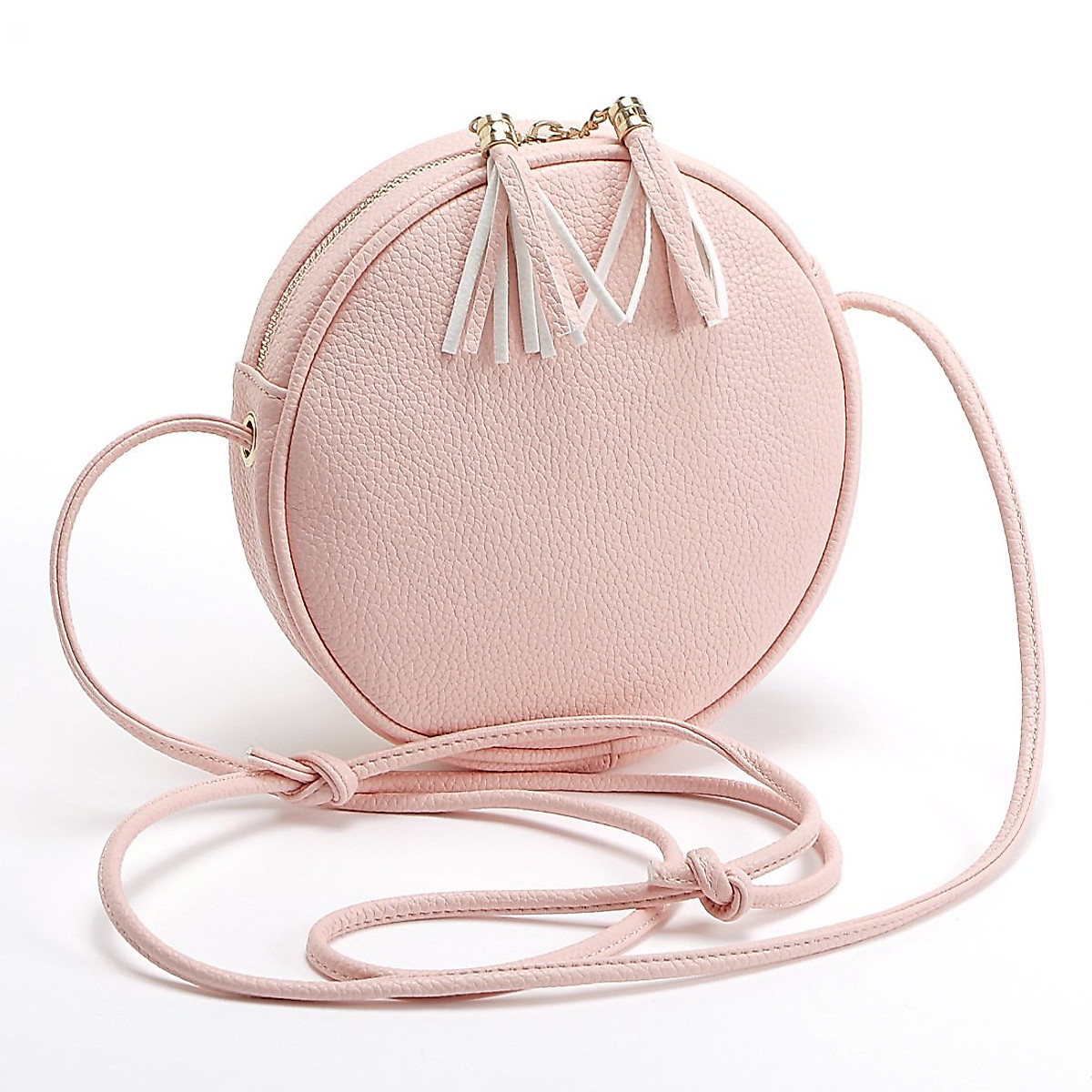 DukeTea Small Circular Crossbody Purse for Teen Girls, Mini Crossover Phone Shoulder Bag for Women (Pink)