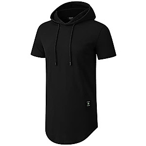 Aiyino Men's Short Sleeve Athletic Hoodies Sport Sweatshirt Solid Color Fashion Pullover M Black