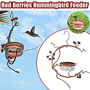 Hummingbird Feeder Pole, Courtyard Bird Feeder, Red Berries Hummingbird Feeder with Hole Birds Feeding Transparent Pipe, Courtyard Bird Feeder for Patio, Garden, Yard