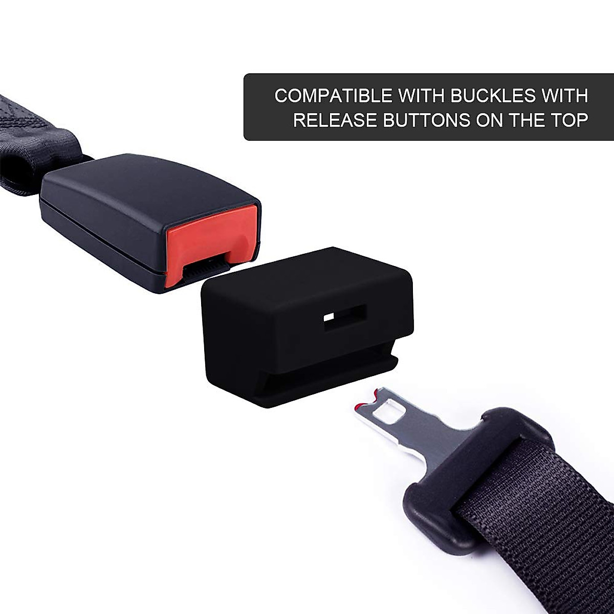 Morlike Silicone Seatbelt Secure Buckle Safety Cover Lock | Keep Children Safe in Car Seat and Prevent Kids from Accidentally Unbuckling | Buckle Guard Fits Almost Vehicles (Black, 2 Pack)