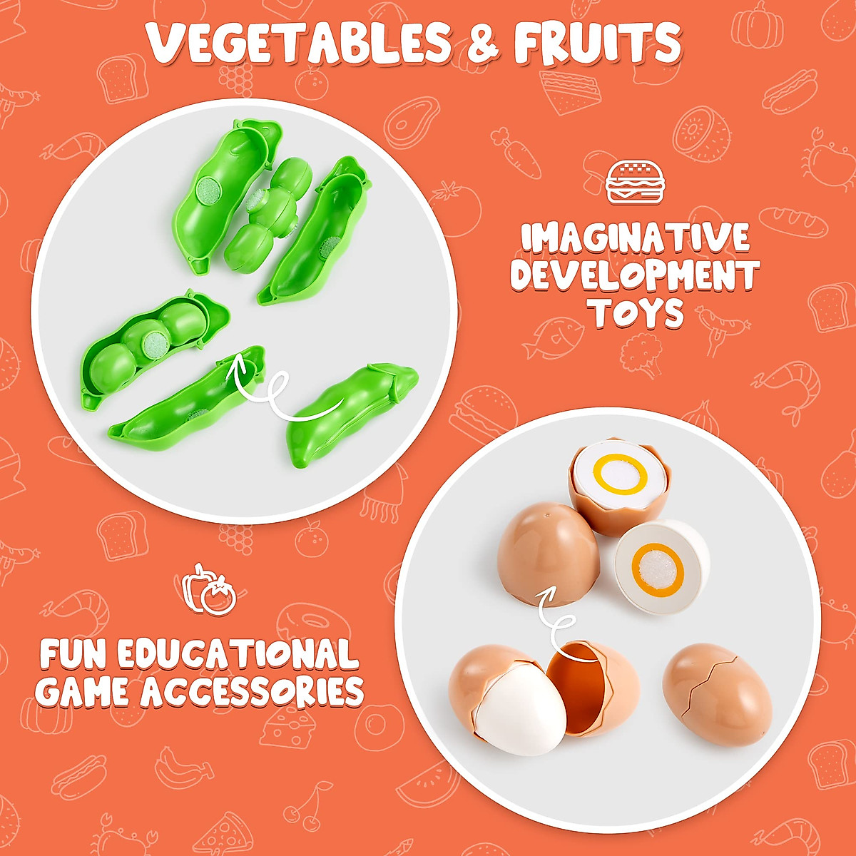 JOYIN 68Pcs Cutting Play Food Toy for Toddlers Kitchen, Fake Food for Kids Play Kitchen, Includes Plastic Fruit &Vegetables, Storage Basket, Mini Dishes and Knife, Pretend Play Toys, Toddler Gifts