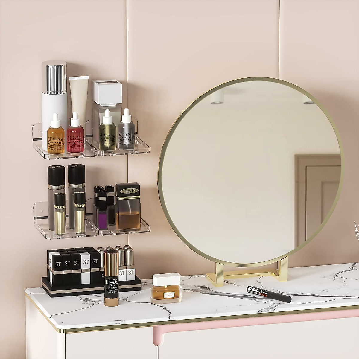 Wall Mount Floating Shelves for 2 Pcs Camera Mini Speaker Shelf Baby Monitor Wall Mount Shelf Other Small Items in Bedroom Bathroom Kitchen Living Room Clear Mini Shelf Flexible Use for Wall Space