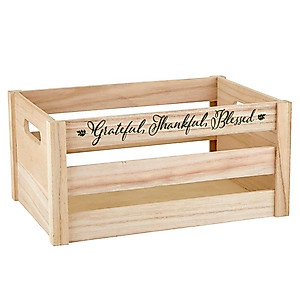 Storage Boxes - Heartfelt Collection - Set of 2 Farmhouse Style Nesting Wood Storage Crates, Small and Large, Grateful