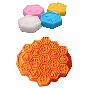 KISEER Large Honeycomb Silicone Soap Mold | 19-Hole Baking Cake Mold Bakeware for Family or Friends Party (Orange, 12-Inch)