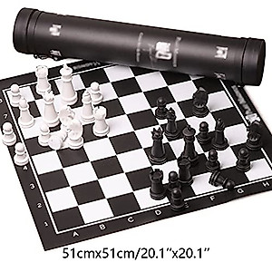 THPT 20 Inchs Leather Chess Set，High-end Large Portable Chess Armory with Folding Board，for Children，Beginners, Students, Adults Board Games