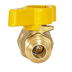 Eastman 1/2 Inch FIP x 1/2 Inch OD Flare Female Straight Gas Ball Valve with 1/4-Turn Handle, Brass Plumbing Fitting, 60003