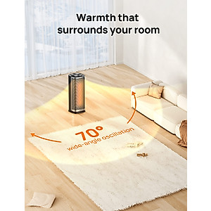 Dreo Space Heater for Bedroom, 70 ° Oscillation, Fast Heating Ceramic Electric with Digital Thermostat, Remote Control, 1-12H Timer, Overheat Protection, Safety Heater for Indoor Use Large Room