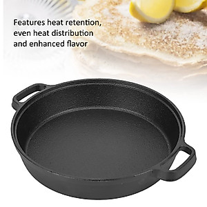Cast Iron Skillet with 2 Handle, Non Stick Heat Resistant Frying Pan 25cm Rounde Mini Flat Bottomed Camping Skillet Cooking Cookware for Cooking Egg Steak