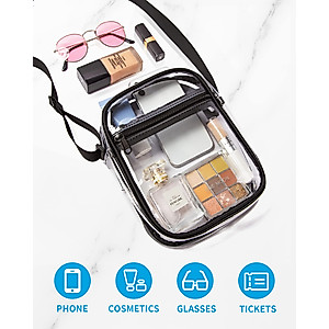 Vorspack 2 Packs Black Clear Purse Stadium Approved - Clear Bag Clear Crossbody Bag for Concerts Sports Festivals