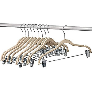 Home-it 10 Pack Clothes Hangers with clips - IVORY Velvet Hangers for skirt hangers - Clothes Hanger - pants hangers - Ultra Thin No Slip