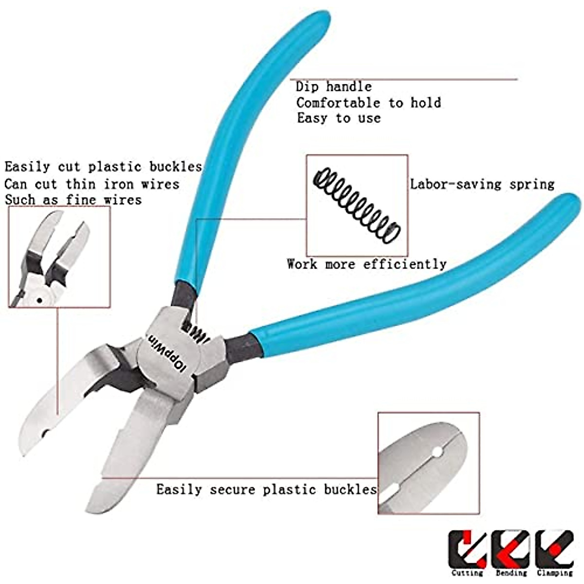 IOppWin Panel Clip Pliers, Auto Trim Removal Fastener Plier Car Door Panel Clip Tools Plastic Rivets Pry Puller Adjustable Multipurpose Diagonal Cutting Pliers 1 Pcs