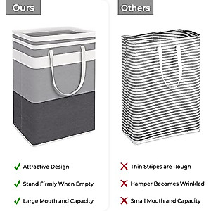 HomeHacks 2-Pack Large Laundry Basket, Waterproof, Freestanding Laundry Hamper, Collapsible Tall Clothes Hamper with Extended Handles for Clothes Toys in the Dorm and Family-(Gradient Grey, 75L)