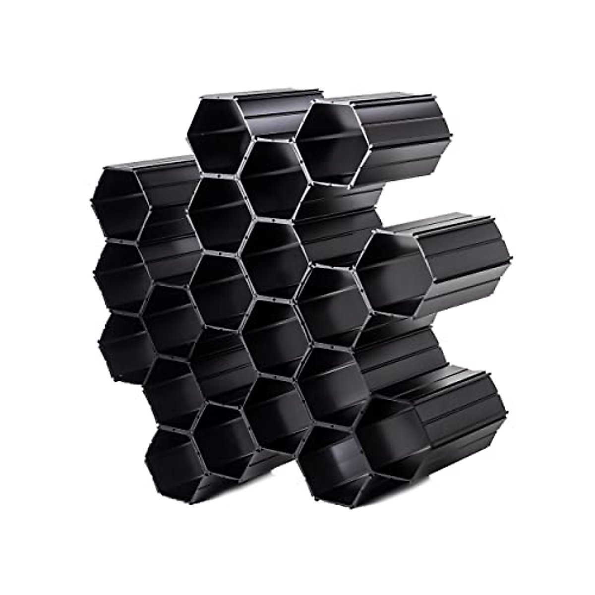 WineHive Bundle - 2 Items Cell Modern Modular Wine Storage System - 20 Cell with Wall Mount Hardware Kit - Black
