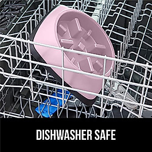 Gorilla Grip Slip Resistant Slow Feeder Cat and Dog Bowl, Slows Down Pets Eating, Prevent Overeating, Feed Small, Large Puppy, Fun Puzzle Design, Dogs Pet Bowls for Dry and Wet Food, 2 Cups, Pink