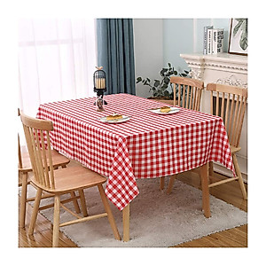 Red Gingham Checkered Table Cloth - Self Cutter Picnic Durable Table Cover Plastic, Tablecloth Rectangle Roll 54 Inch X 100 Feet | Water Resistant Thin Disposable Outdoor Tablecloth