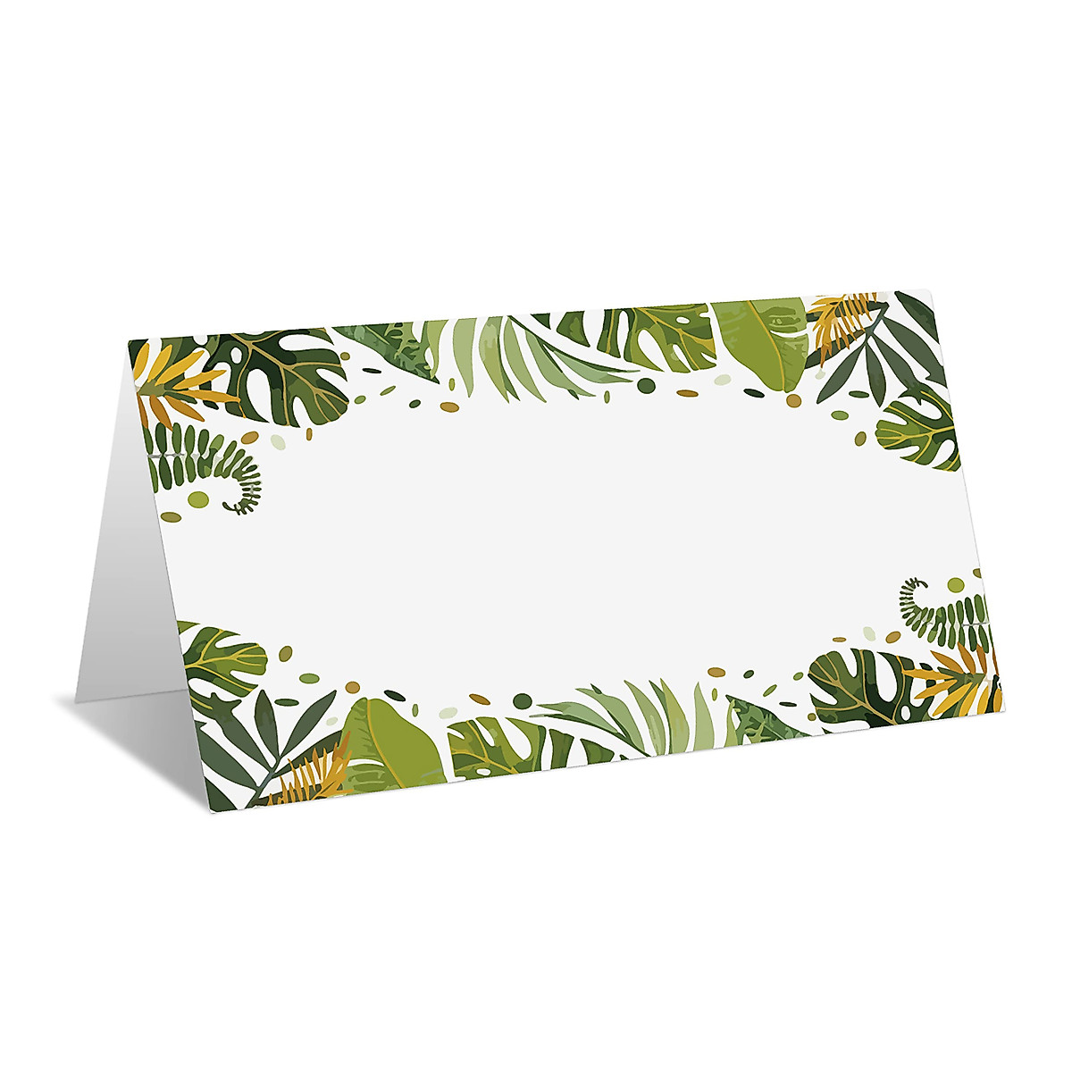Place Cards for Jungle Tropical Theme Party, Editable Name Place Cards, Seating Place Cards for Tables, Tent Style Cards for Baby & Bride Shower, Easy Folding, Pack of 25 Escort Cards(B15)