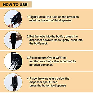 Electric Wine Aerator Pourer, Automatic Portable Smart Wine Decanter and Wine Dispenser Pump Wine Oxidizer for Red and White Wine(Black)