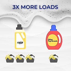 Spring Ultra Clean High Efficiency (HE) Liquid Laundry Detergent, Free of Dyes, Paraben, Phthalate, Formaldehyde, Phosphate and PFAS, Hypoallergenic, 32oz - 64 Loads